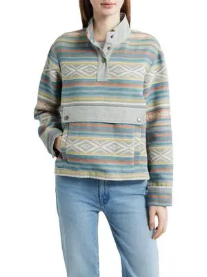 Pendleton Double Soft Half Snap Top - Teal Multi Stripe