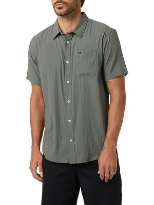 O'Neill Standard Fit Trvlr Perforated Short Sleeve Performance Button-up Shirt - Dark Olive