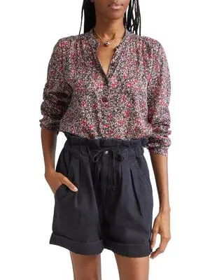 Isabel Marant Maria Floral Cotton Top - Crushed Berry