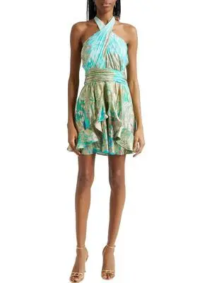 Ramy Brook Ombré Reuben Halter Neck Dress - Bright Lime Ombre