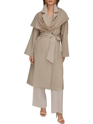 Donna Karan New York Belted Trench Coat With Drape - Tuscan Grey