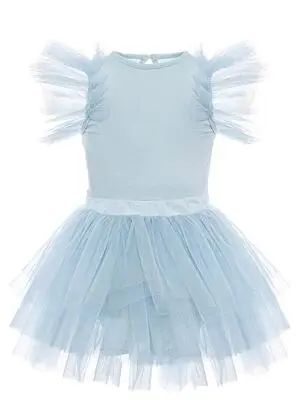 MINI CELEBRITIES Cotton Tulle Dress Cool Blue