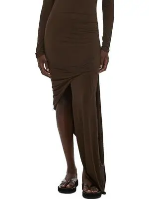 Helmut Lang Twist Drape Maxi Skirt - Bistre