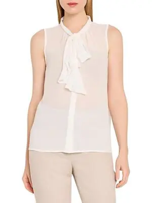 TAHARI ASL Ruffle Tie Sleeveless Top - Ivory