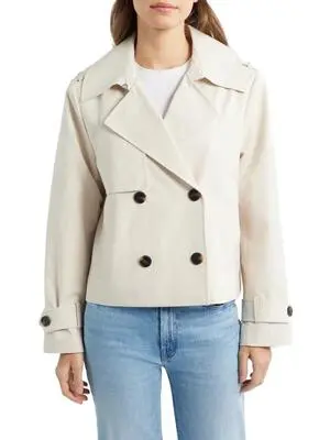 Bcbgmaxazria Floral Lining Short Trench Coat - Vanilla