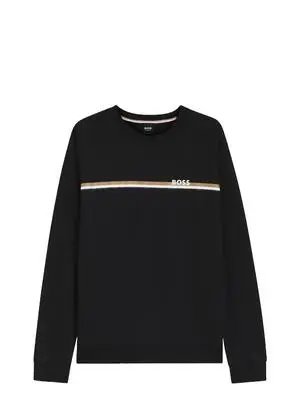 BOSS Striped Cotton Sweatshirt - Black