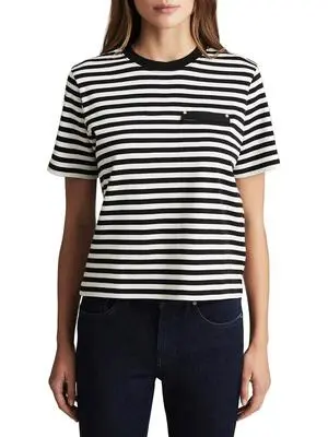 MAVI Stripe Short Sleeve Pocket T-shirt - Black White Stripe