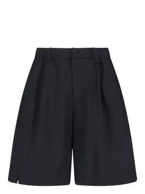 Herno Wool Blend Straight Leg Shorts - Black