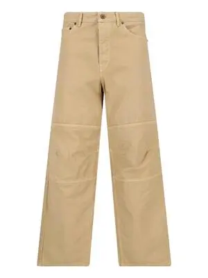 Burberry Straight Leg Cotton Trousers - Beige