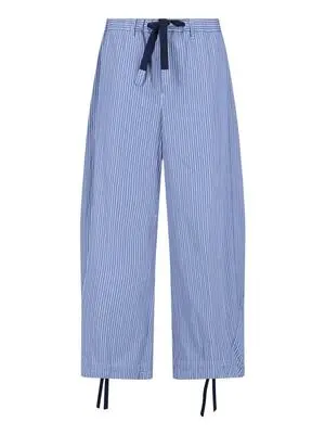Sacai Striped Cotton Poplin Pants - Blue