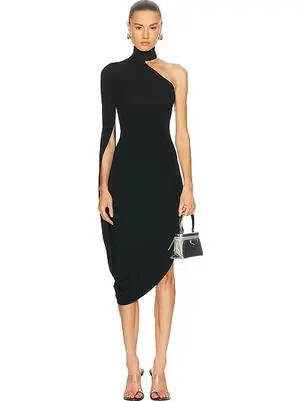 Alexander Wang Asymmetric Draped Midi Dress - Black