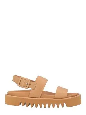 PALOMA BARCELO Camel Calfskin Slingback Sandals - Beige