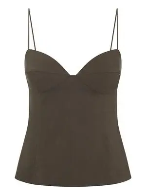ST. AGNI St. Agni Studio Cotton-Blend Sweetheart Neckline Camisole Top Brown