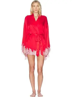 SKIMS Silk Lace Robe - Ruby Contrast