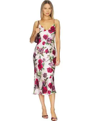 L'Agence Seridie Mid-length Slip Dress - Pink Multi Romantic Rose