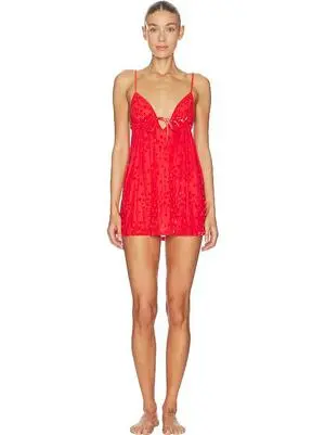 SKIMS Sheer Velvet Burnout Mini Dress - Ruby Contrast