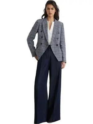 REISS Larissa Petite Check Blazer - Navy Check