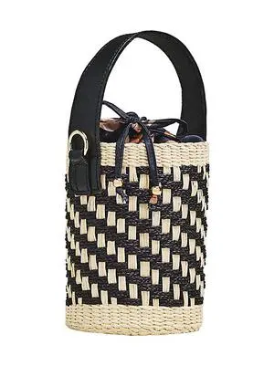SENSI STUDIO Two-tone Thick-weave Bucket Bag - Natural/black