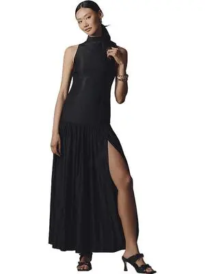 AQUA BLU AUSTRALIA Cotton Silk Alina Maxi Dress - Black