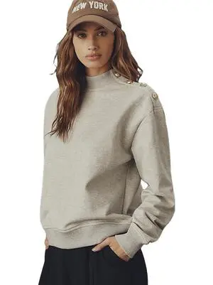 Derek Lam 10 Crosby Hilda French Terry Mock-neck Sweater - Grey