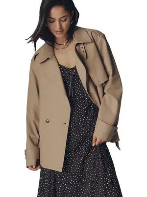 Paige Orisa Cropped Trench Coat Jacket - Beige