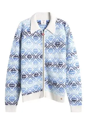 Casablanca Space Dye Monogram Zip Up - Blue
