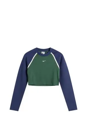 Nike Nsw Cropped Long Sleeve Top - Fir/midnight Navy/chalk/chalk