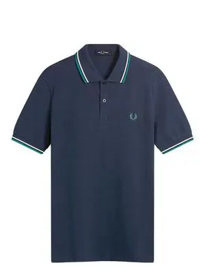 Fred Perry Twin Tipped Polo Shirt - Tnsbl/snwht/dpmt