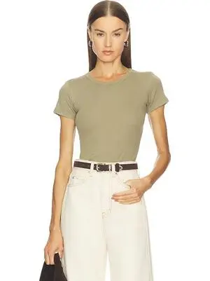 GRLFRND Ribbed Jersey Cropped Baby Tee - Olive