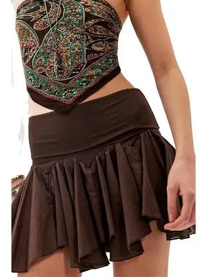 Free People Fp One Emme Foldover Mini Skirt - Chocolatier