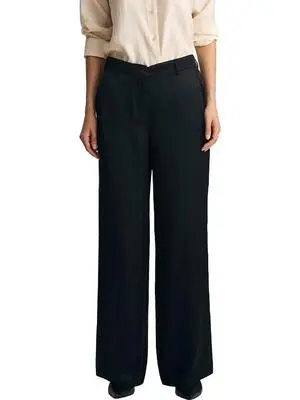 MAVI Satin Wide-leg Trousers - Black