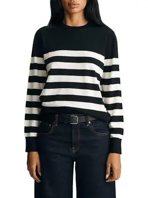 MAVI Stripe Wool Crewneck Sweater - Black White Stripe