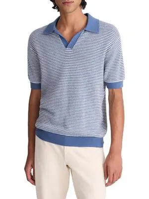Madewell Textured Stitch Johnny Collar Sweater Polo - Steel Blue