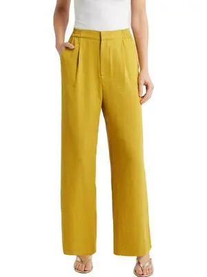 CITY BLUES Pleated Wide Leg Pants - Dijon