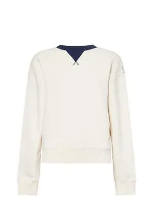 JW Anderson Contrast-collar Cotton Sweatshirt - Ecru Navy