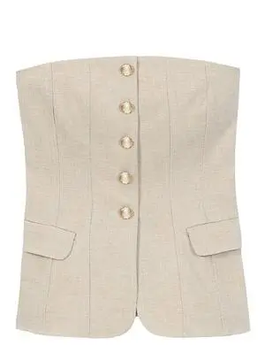 Maje Slim-fit Stretch-woven Bustier Top - Beige