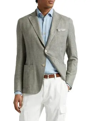 Eleventy Linen & Wool Blend Sport Coat - 07 Military Green
