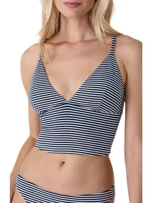 ANDIE Lanikai Stripe Crop Tankini Top - Cadet
