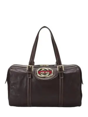 Gucci Leather Britt Boston Bag - Brown