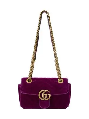 Gucci Gg Marmont Small Velvet Shoulder Bag - Purple