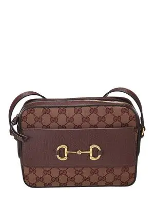 Gucci Gg Canvas Horsebit Shoulder Bag - Burgundy