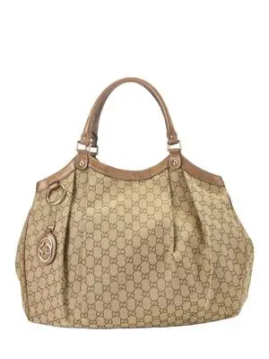Gucci Original GG Canvas Lurex Sukey Tote Brown