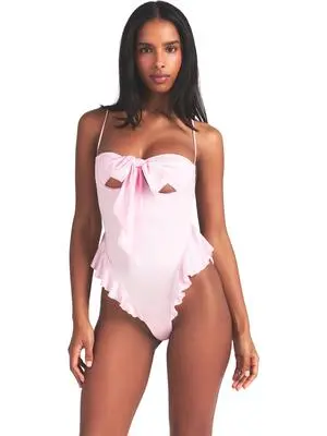 SKIMS Stretch Satin Tie Front Teddy - Halite