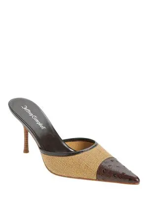 Jeffrey Campbell Pointed Toe Mule - Tan Jute Coffee Ostrich