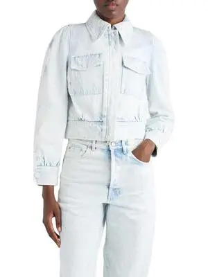 Dries Van Noten Extreme Bleach Heavyweight Denim Jacket - Pale Blue