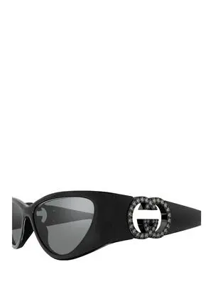 Gucci Wrap Sunglasses - Black Black/grey (gg1824s/004)