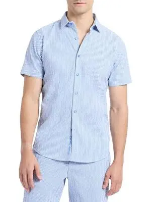 Robert Graham Fornillo Classic Fit Stripe Short Sleeve Button-up Shirt - Navy