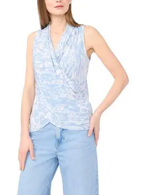 Vince Camuto Printed Sleeveless Knit Top - Lake Breeze