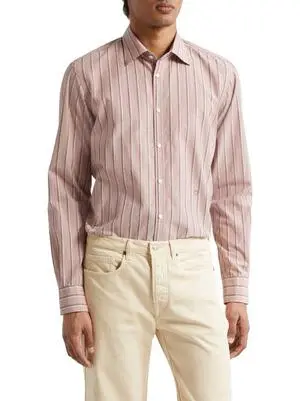 Massimo Alba Genova Stripe Cotton Button-up Shirt - Old Rose