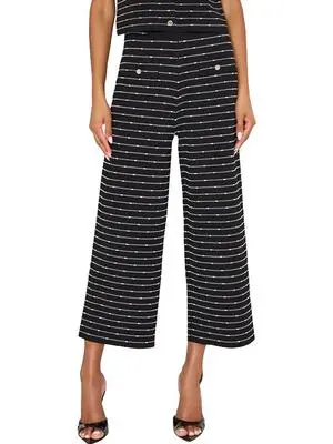 MILLY Lettie Stripe Wide Leg Pants - Black/white